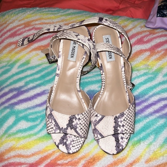 Steve Madden | Shoes | Steve Madden Snake Skin Block Heel | Poshmark